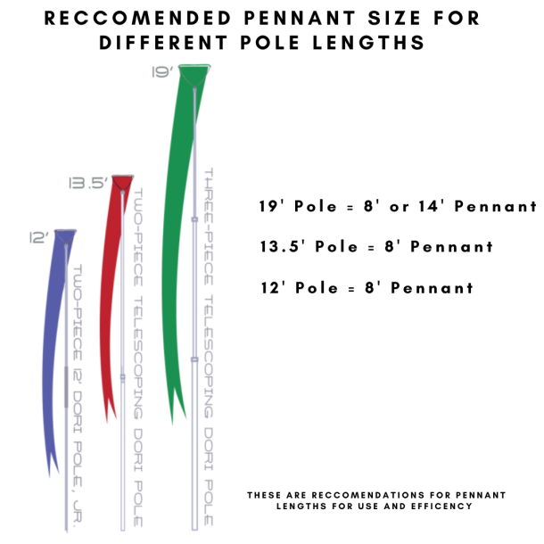 8′ & 14′ Solid Color Pennant Flags | Dori Pole
